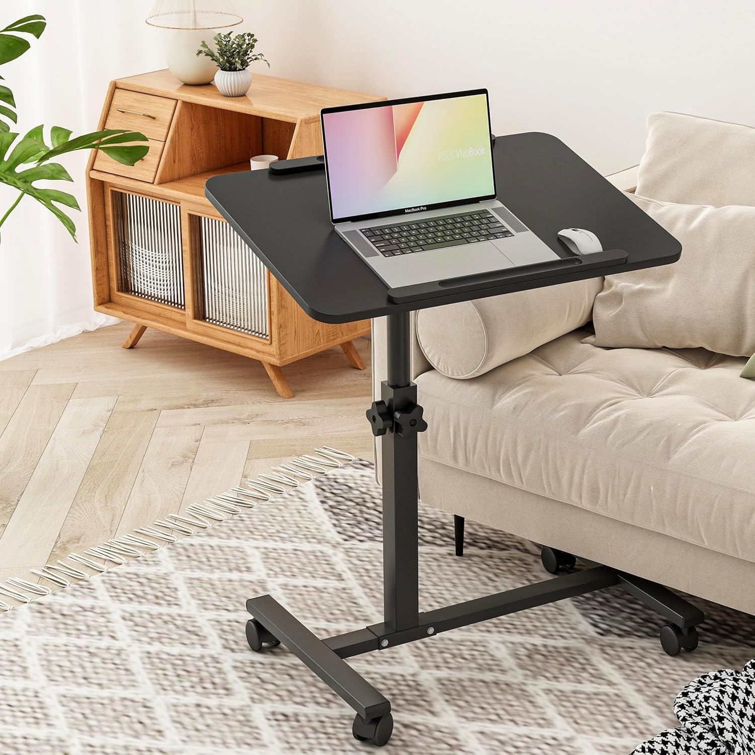 Amazon.com: Laptop Table Mobile Adjustable Height Laptop Stand Portable ...