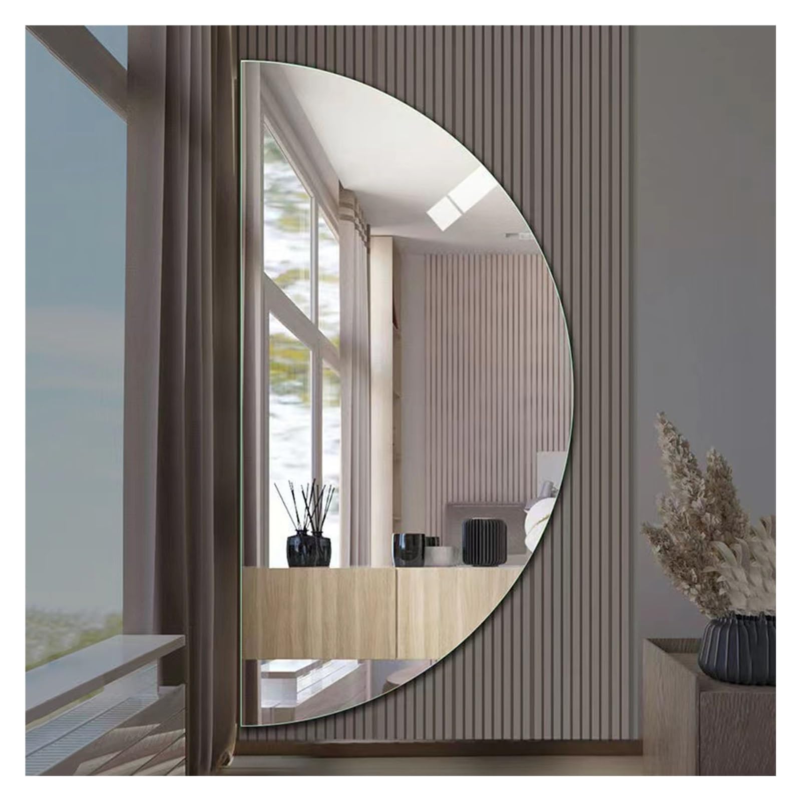 NOIRDA Semicircle Bathroom Mirror, Large Frameless Wall Mounted ...