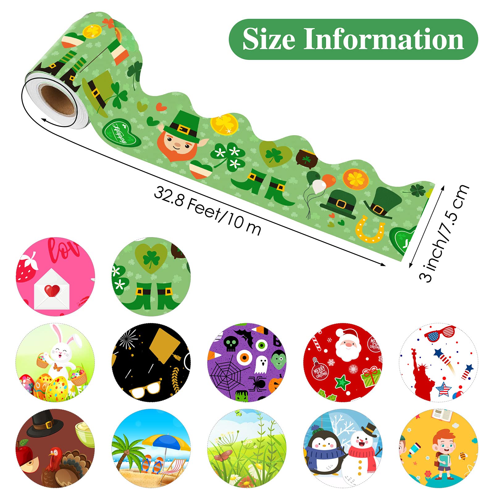 Snapklik.com : 12 Rolls 393.7 Feet In Total Seasonal Bulletin Board ...