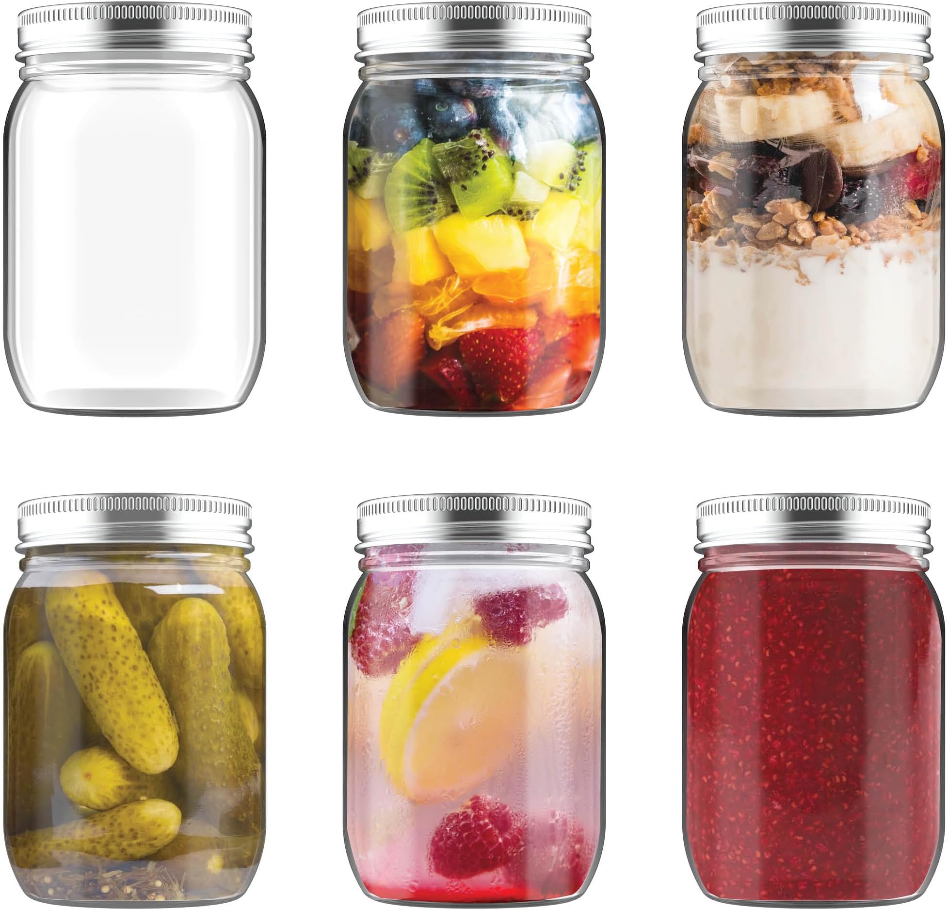 DECO EXPRESS Bocaux en Verre 500ml Lot de 6 Bocaux Mason Jar pour ...