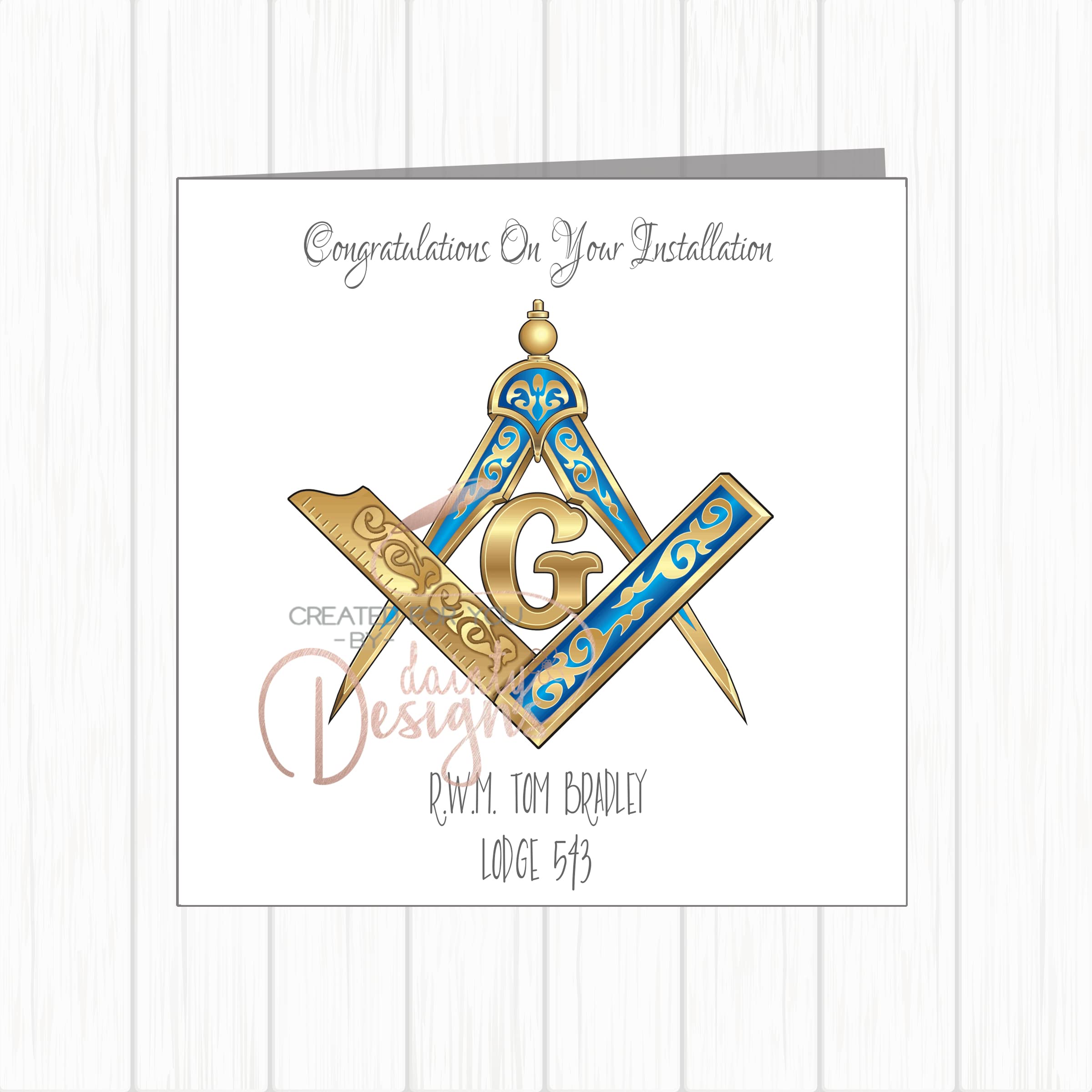 Dainty Designs Personalised Masonic Masons Congratulations On Your ...