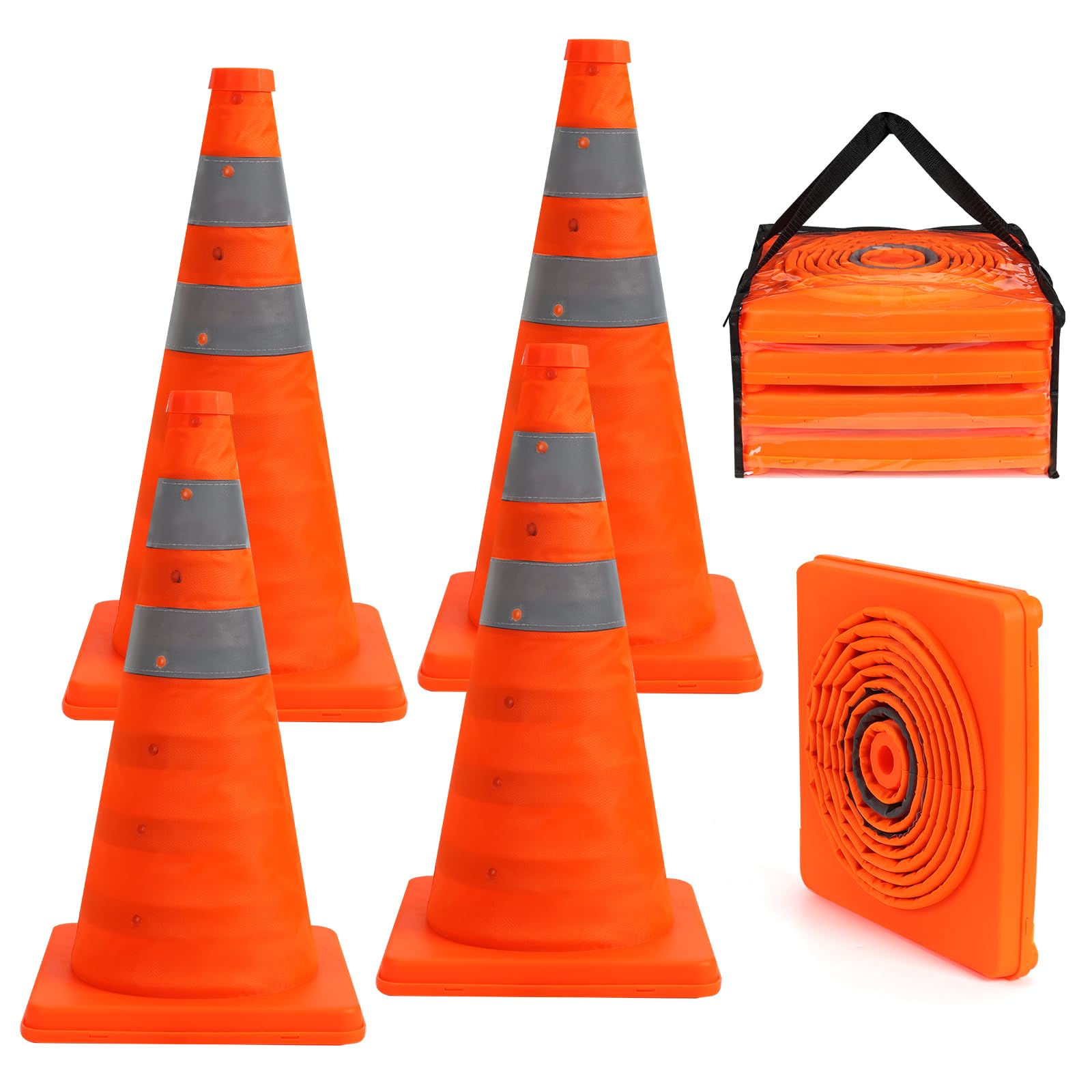 Snapklik.com : Yeatruojeet 4 Pack 18 Inch Collapsible Traffic Safety ...