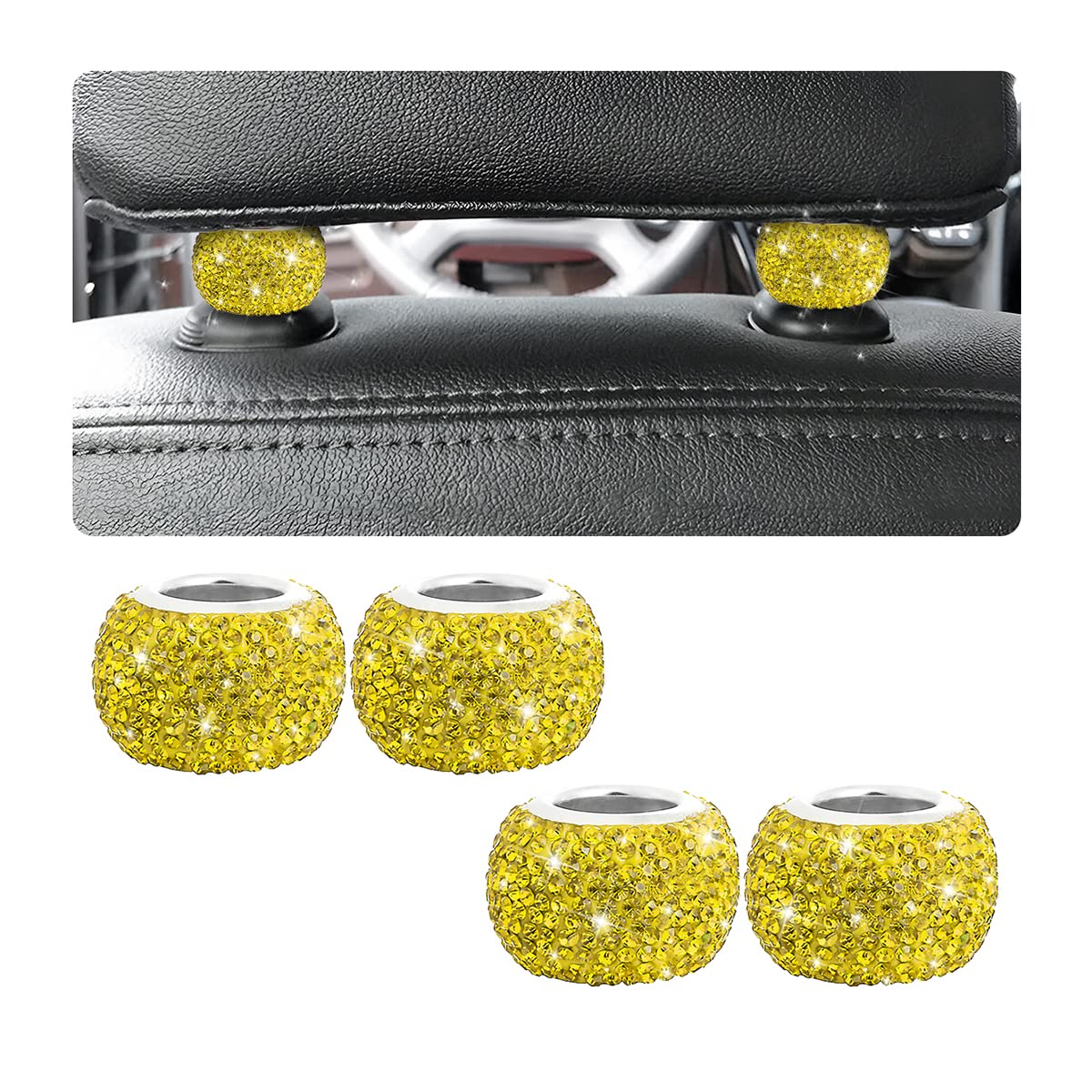 Amazon.com: BELOMI 4 Pack Car Headrest Collars, Bling Car Head Rest ...