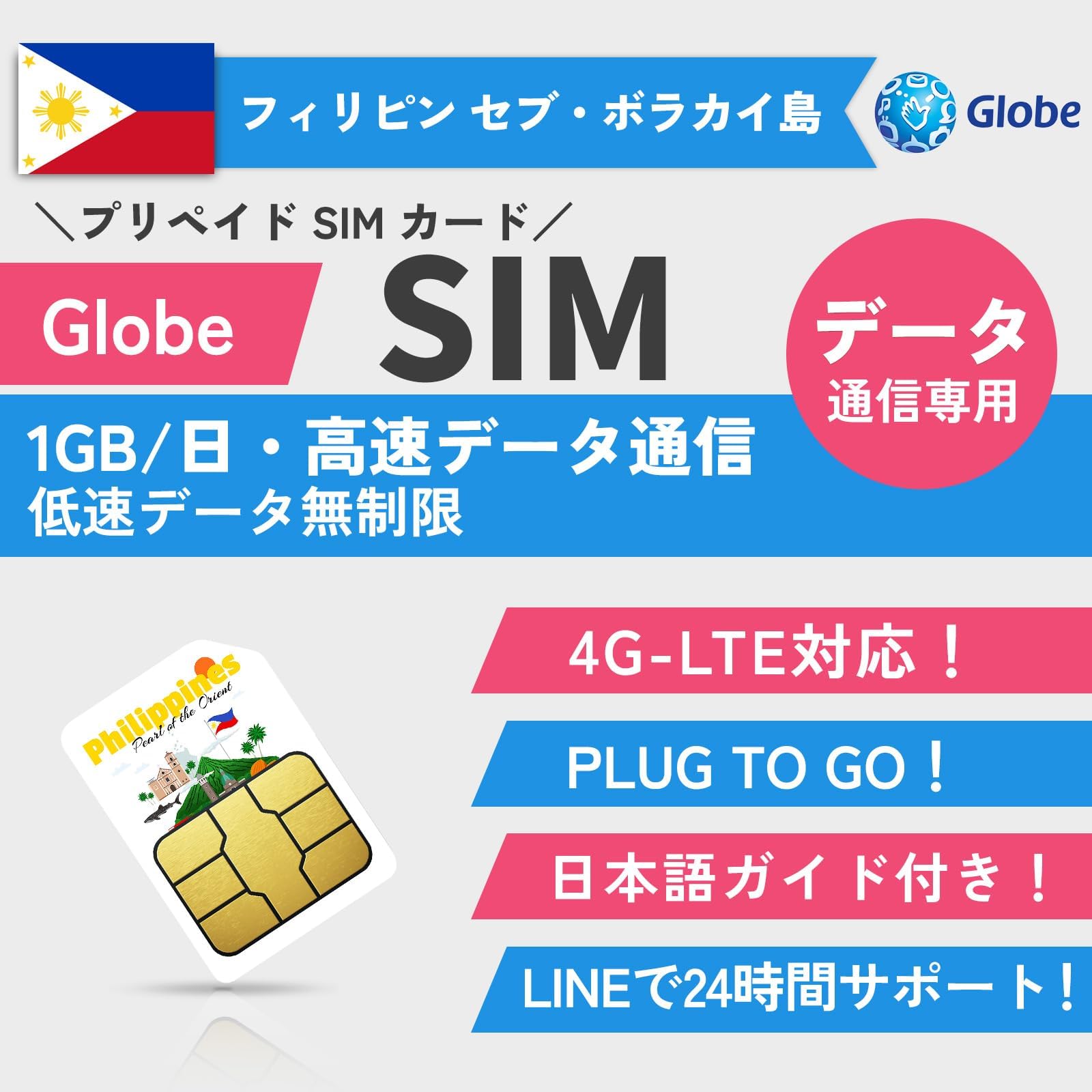 Amazon.co.jp: 【フィリピン SIM】高速定額データ通信 4G-LTE対応 データ通信専用（電話番号なし）フィリピン プリペイド ...