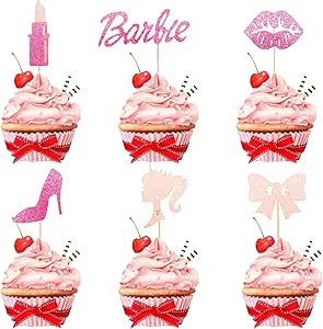 Amazon.com: Cake Topper, Glitter Hot Pink Girl Cake Topper, Double ...