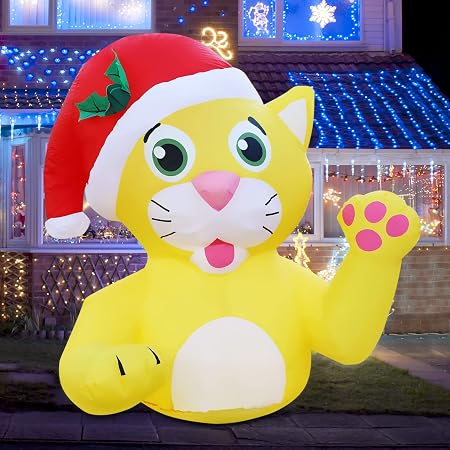 Amazon.com: Gemmy Christmas Airblown Inflatable Nerdy Cat, 3.5 ft Tall ...