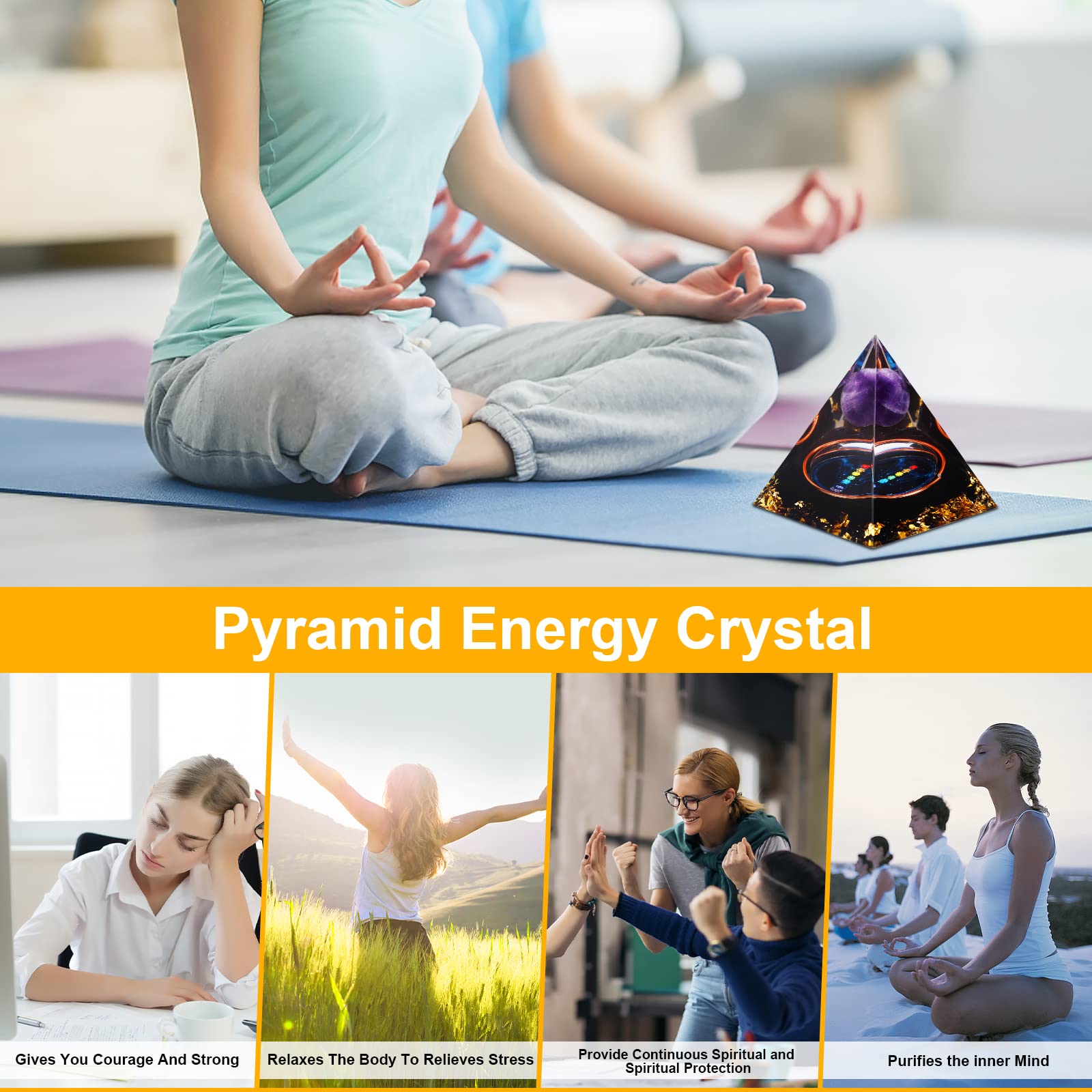 Snapklik.com : MXiiXM Orgone Pyramid For Positive Energy, Amethyst ...