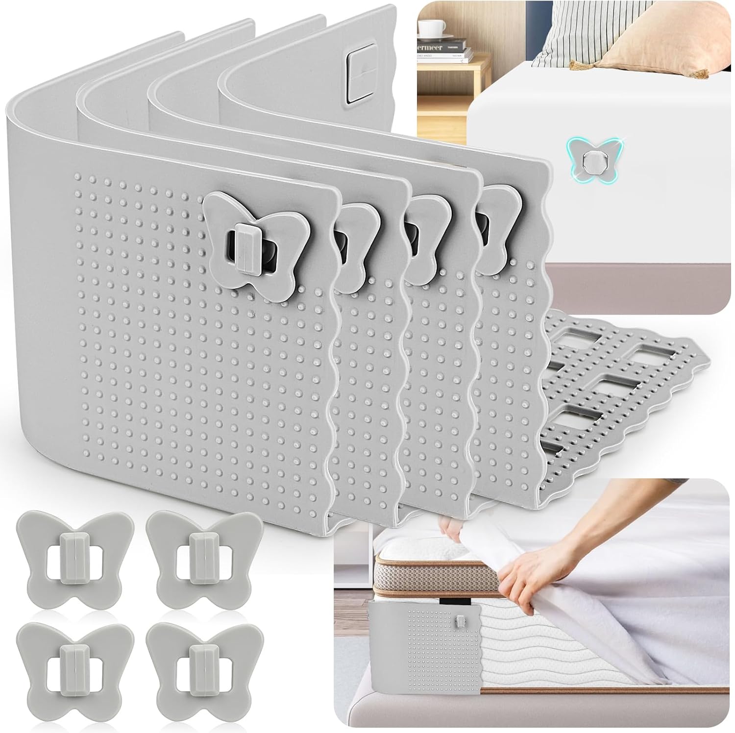 Hydream Bettlakenspanner, 4 Stück Verstellbar Bettlaken Spanner ...