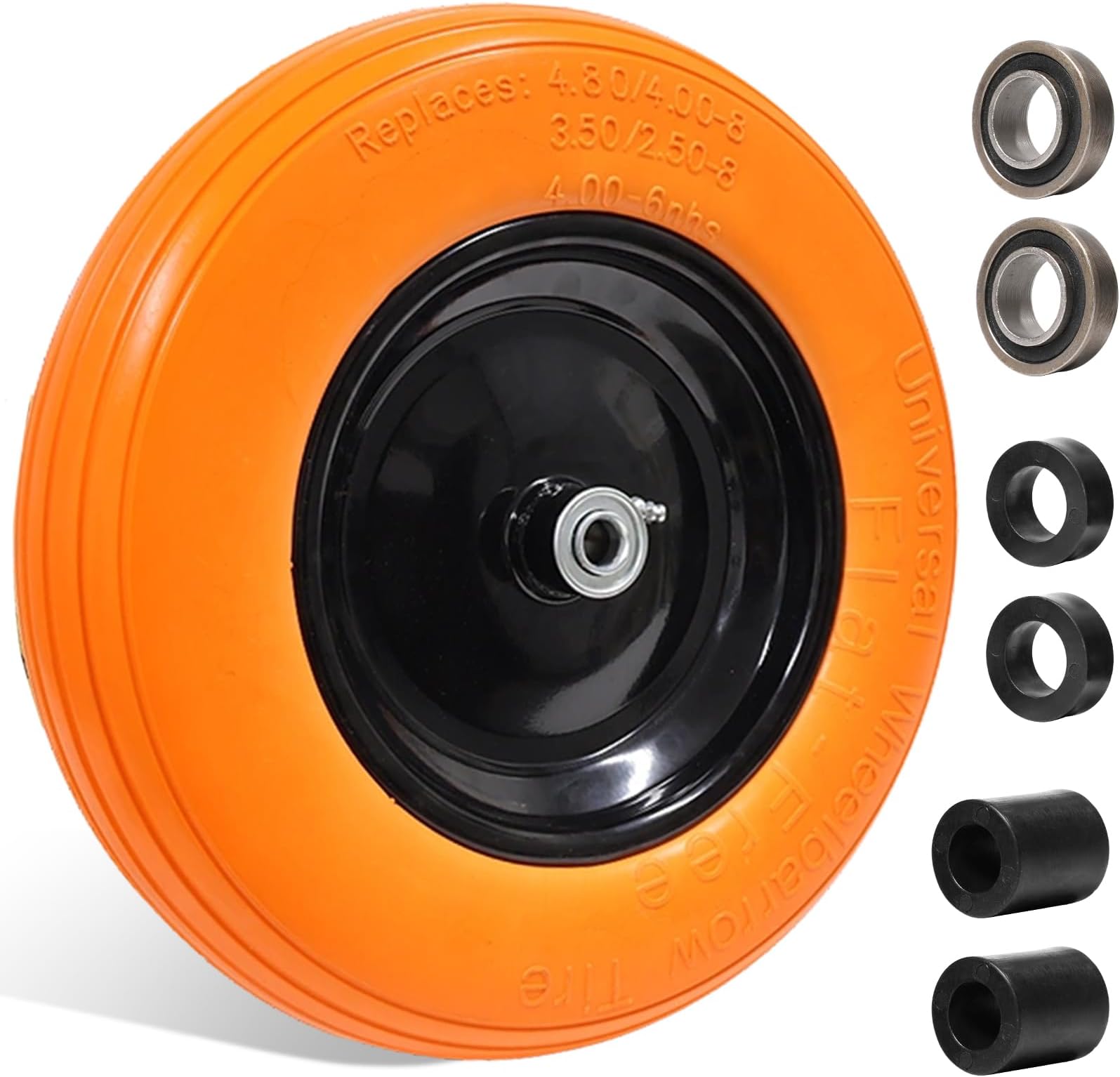 Amazon.com: 4.80/4.00-8" Flat Free Airless Tire - Solid Wheelbarrow ...