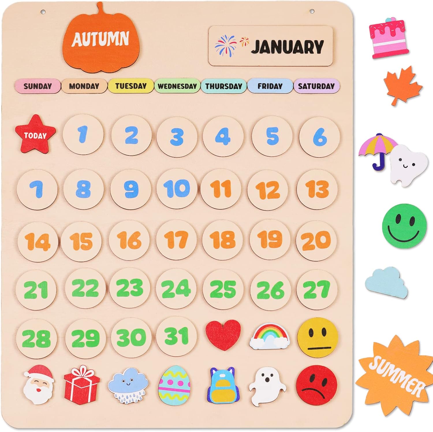 Calendario de madera para niños calendario perpetuo para que los niños ...