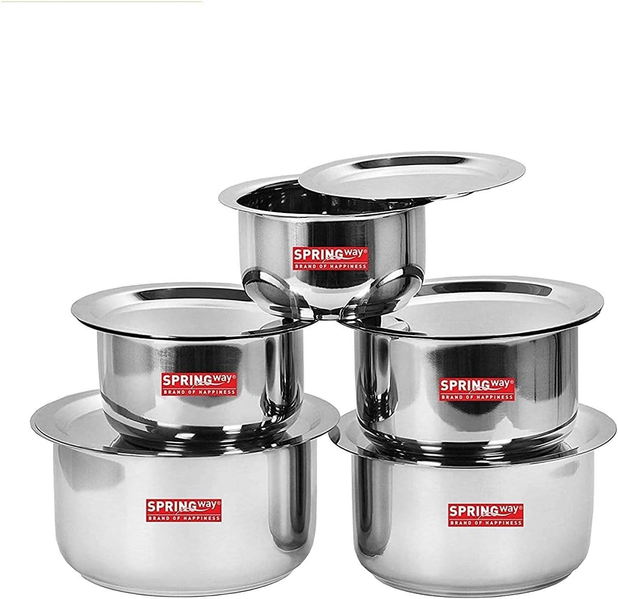 Buy Sumeet Stainless Steel Cookware Set With Lid, 1 L to 3 Liter, 10 ...