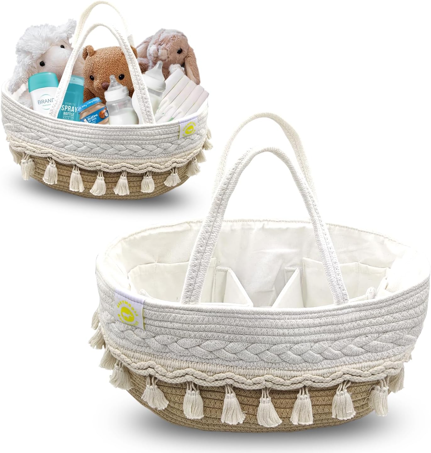 BabyMoose Nappy Caddy Organiser – Large Cotton Rope Baby Storage Basket ...