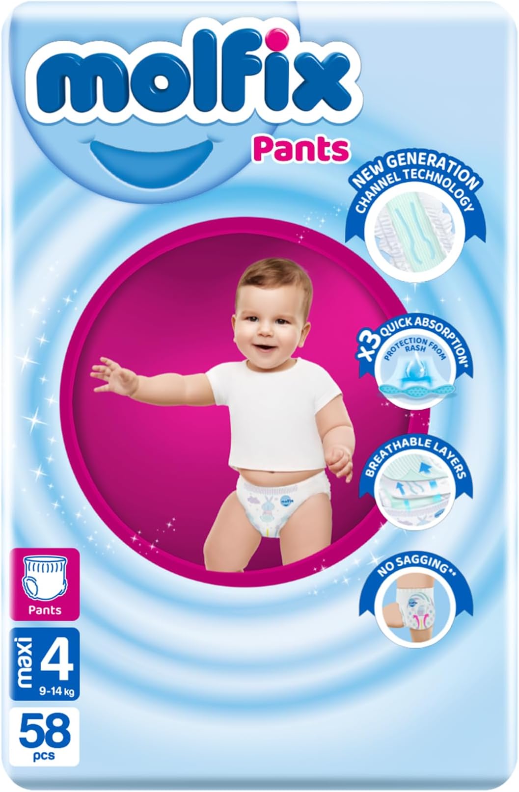 Molfix - Pants Diapers - Jumbo Pack - Maxi Size 4 - 58 Pieces - "Pack ...