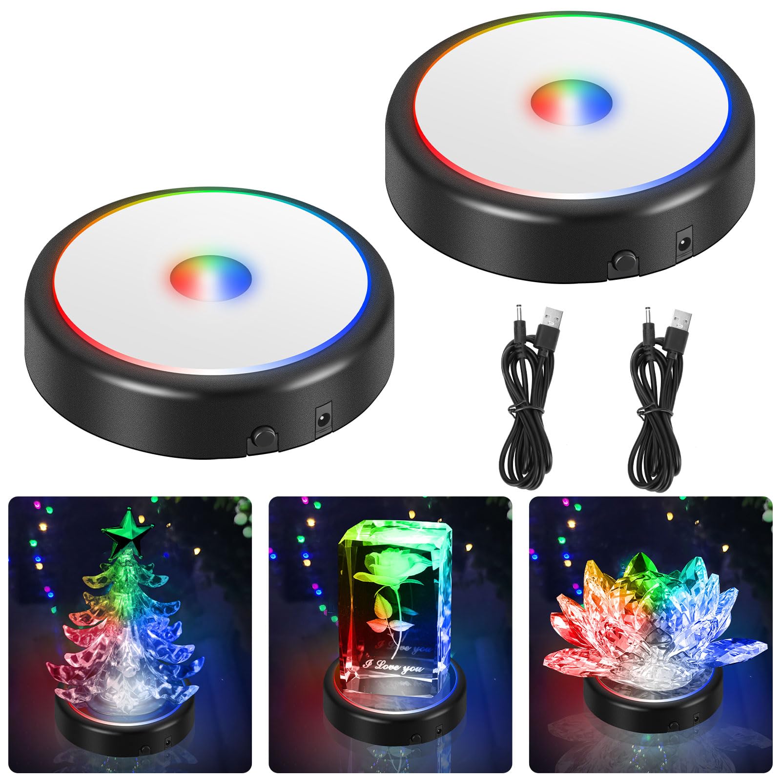 Amazon.com: EEEKit 2 Pack LED Light Base, 6 Color Round Show Stand, Non ...