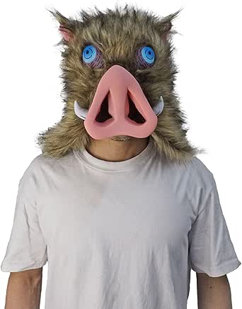Amazon.com: CosInStyle Anime Cosplay Plush Mask for Hashibira Inosuke ...