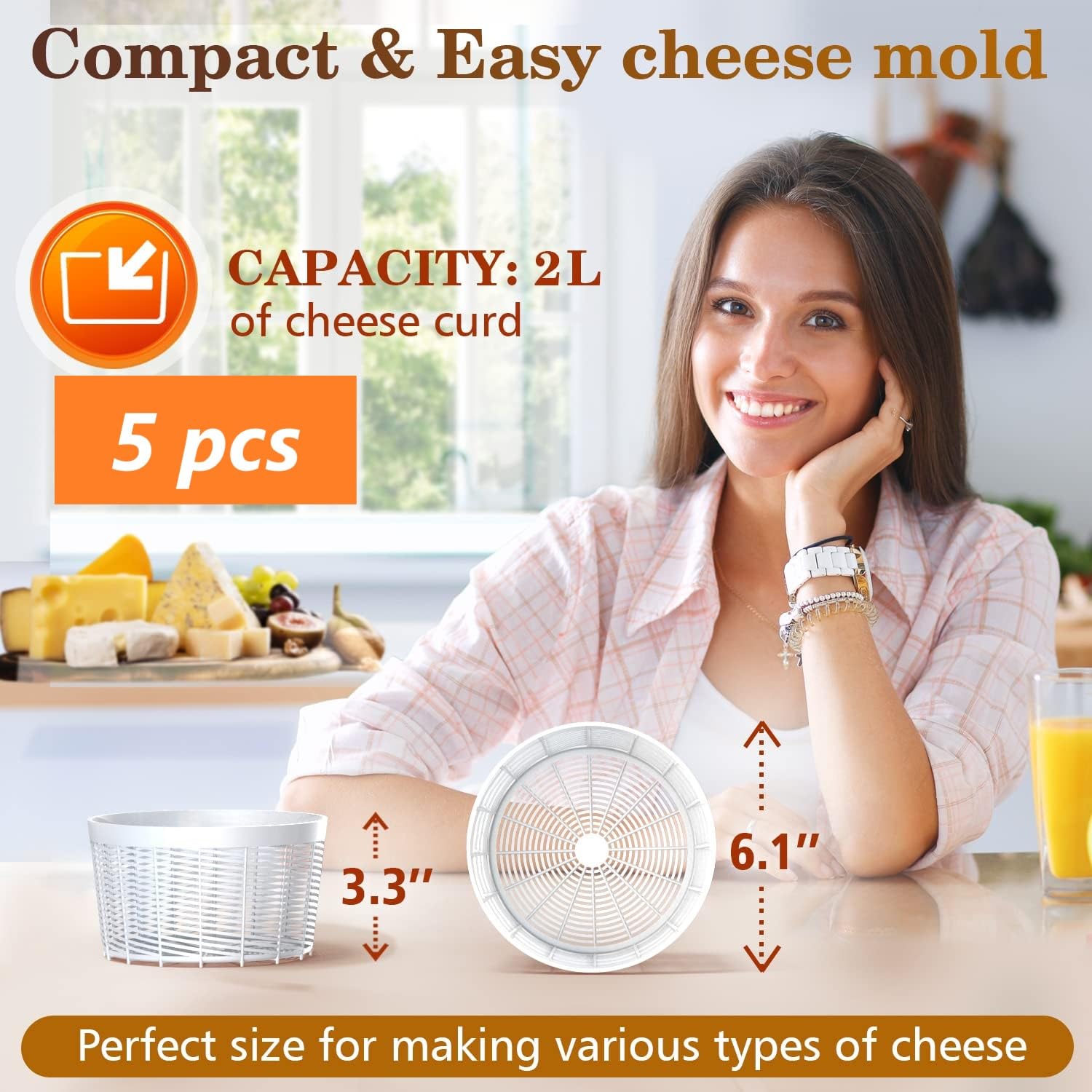 Snapklik.com : Cheese Mold 5 Pcs Cheesemaking Kit - Basic Set For ...