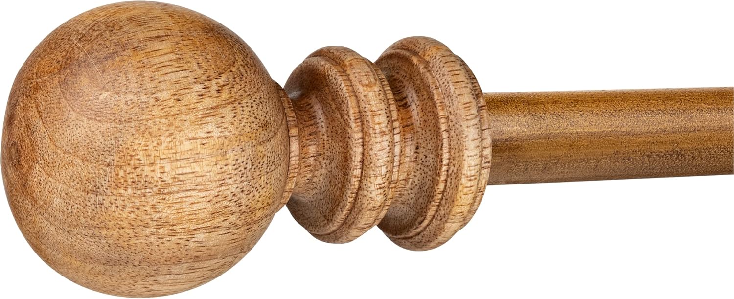 Amazon.com: Amos Rustic Farmhouse Natural Oak Wood Curtain Rod 28"- 48 ...