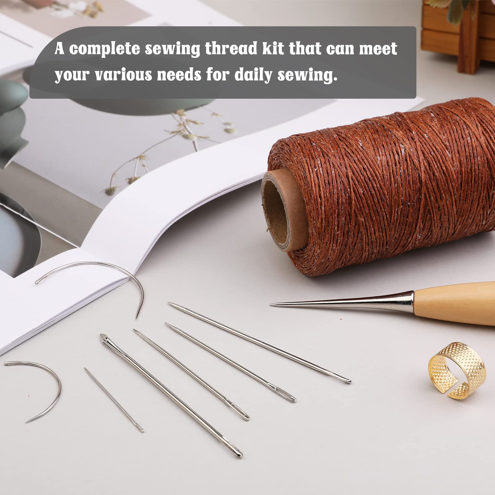 Snapklik.com : BAGERLA 273 Yards Waxed Thread Sewing Kit Including ...