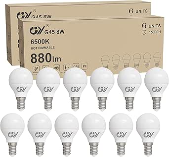 GY E14 LED Bulb 6500K Cool White 8W (80W Equivalent) 880 Lumens, G45 ...