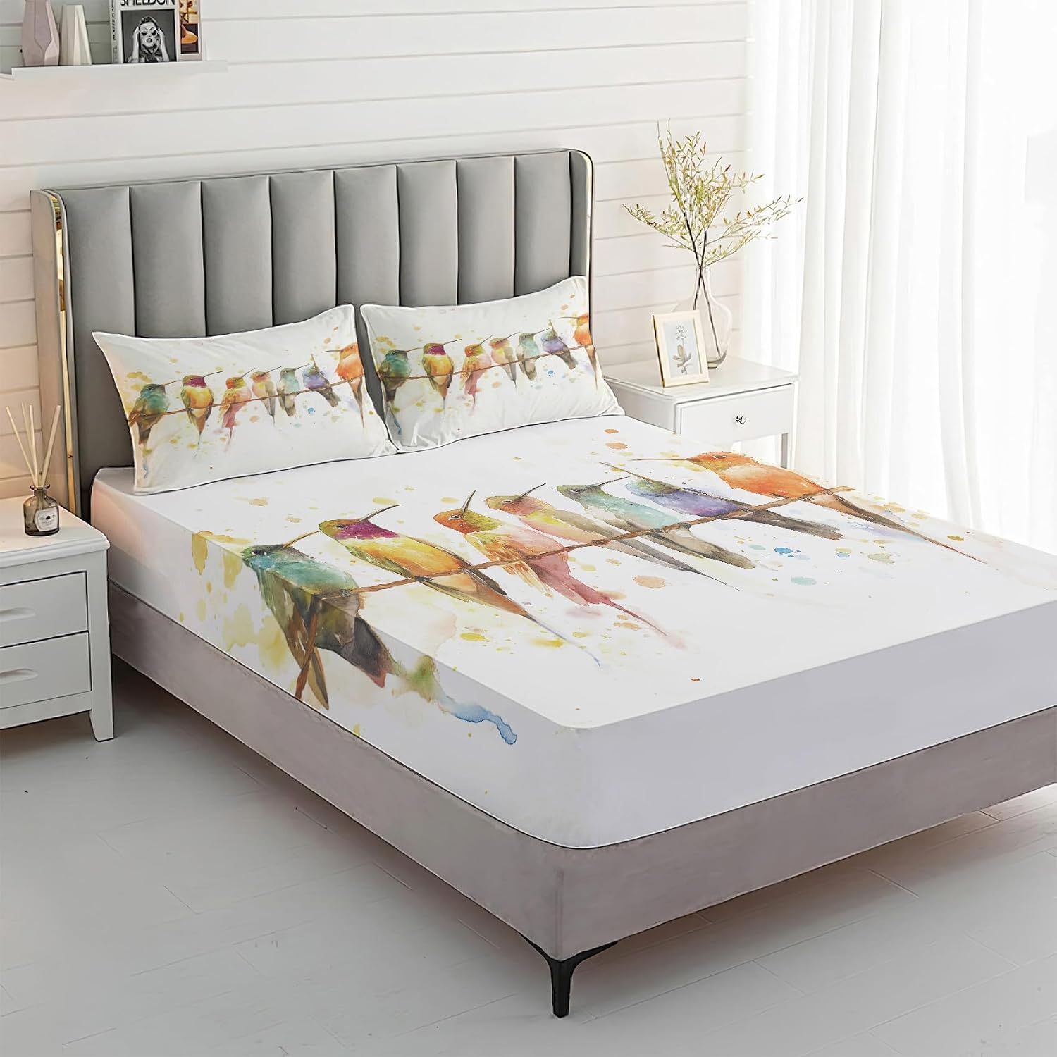 Amazon.com: Zvynqour Queen Sheet Sets - Hummingbird Sheets Queen Size ...