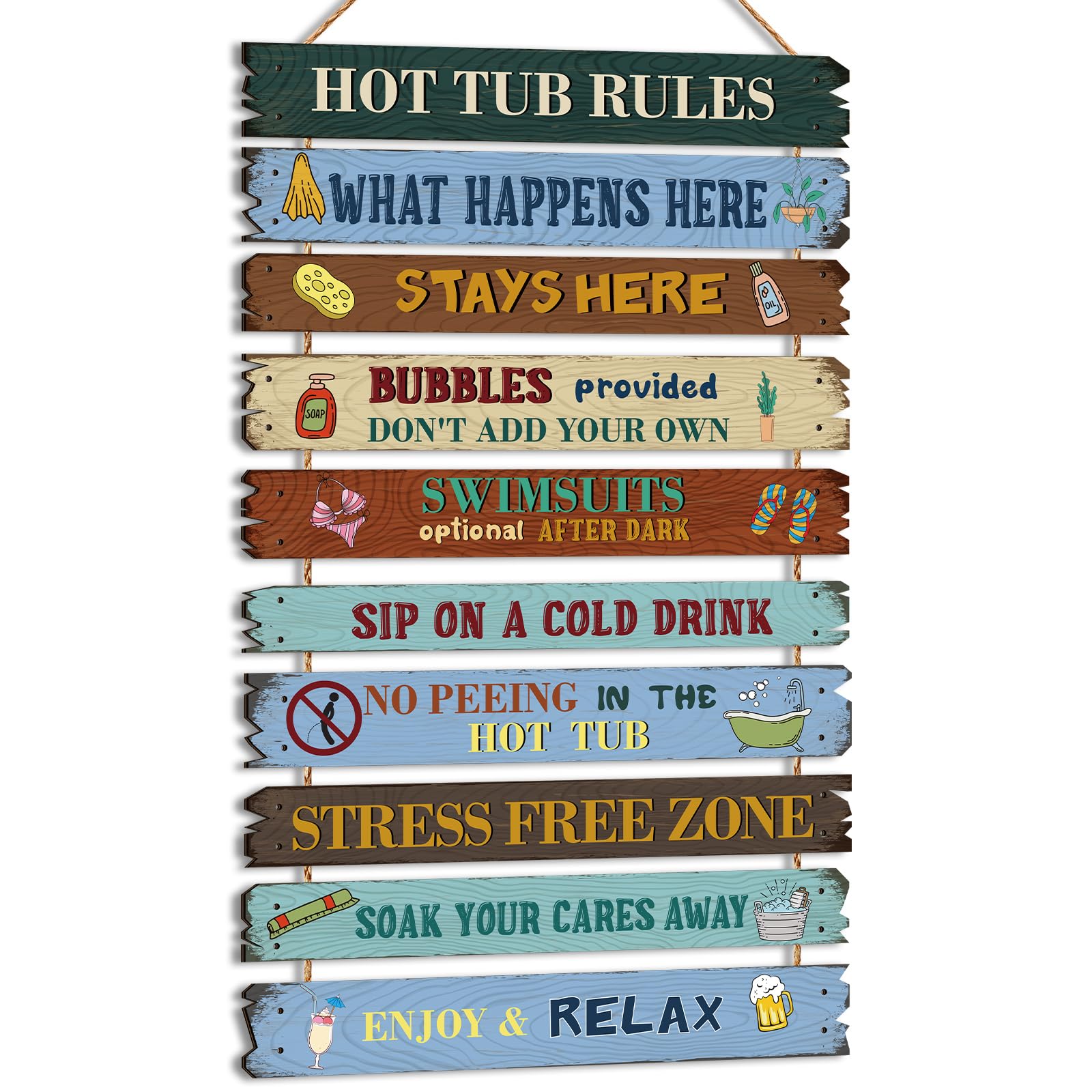Amazon.com : Tatuo Hot Tub Rules Wood Sign Funny Hot Tub Rules Sign ...