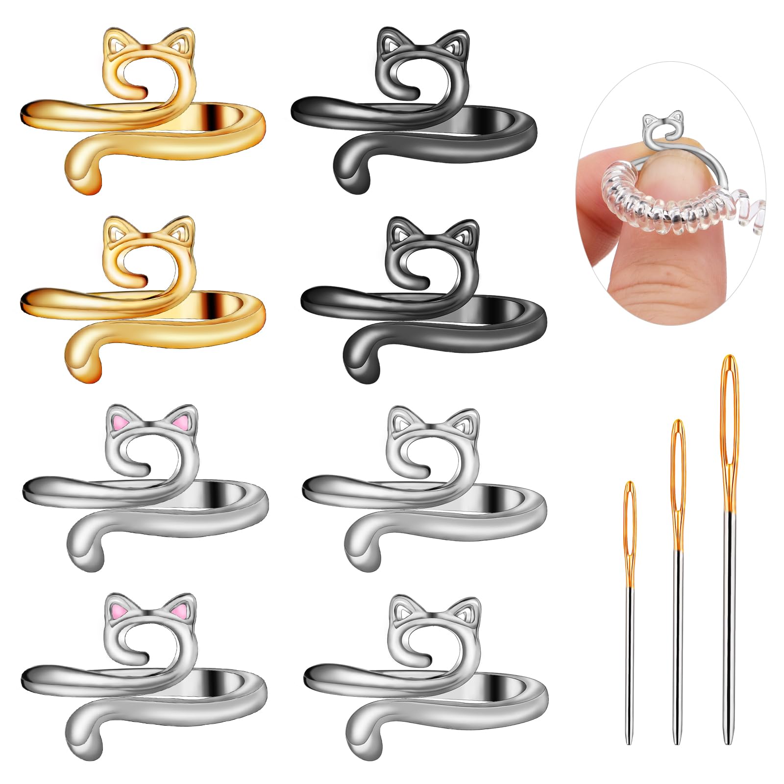 ENCHOL 8Pcs Crochet Rings for Fingers, Adjustable Knitting Crochet Ring ...