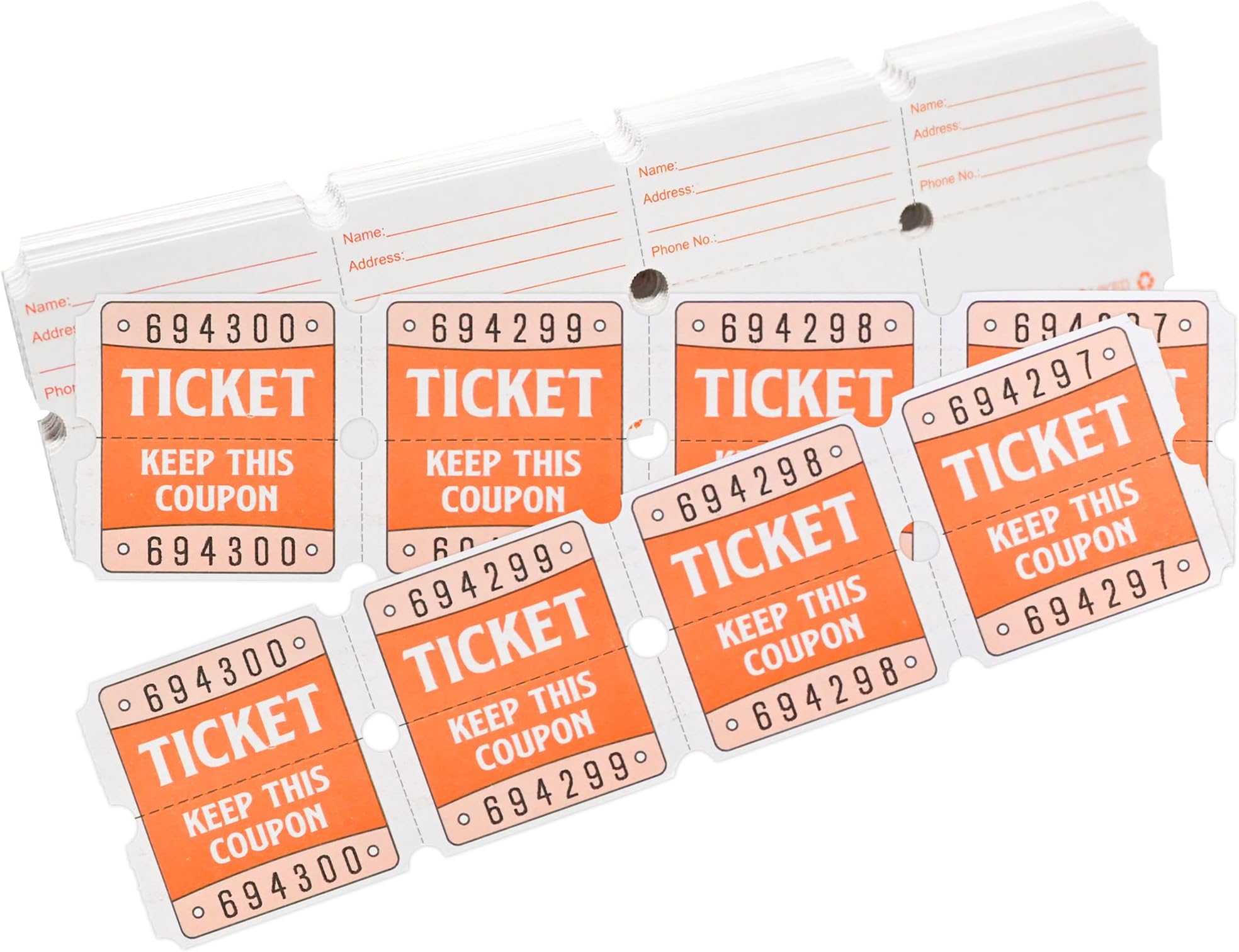 Amazon.com : L LIKED 100 Raffle Tickets, 50/50 Double Roll Tickets for ...