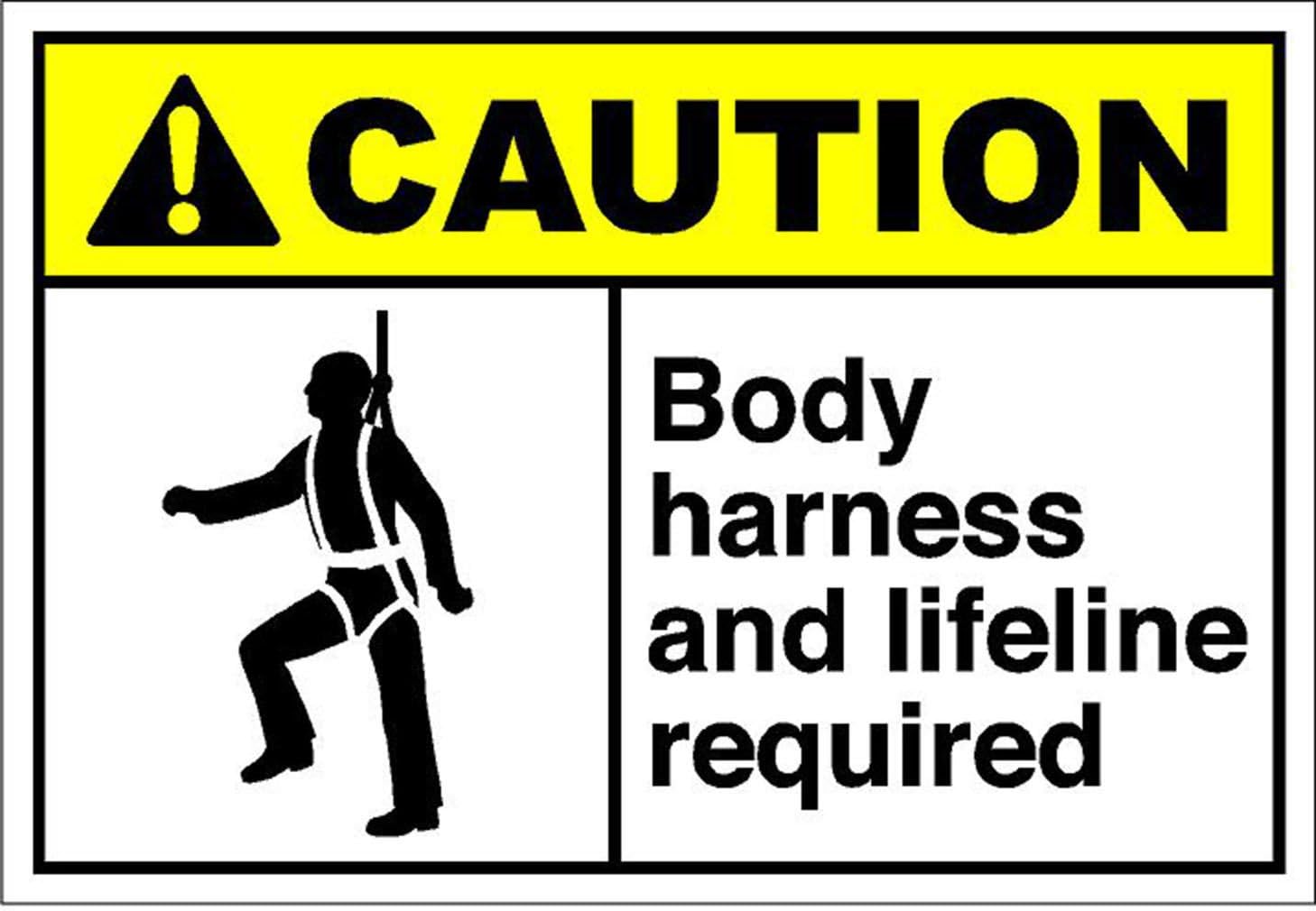 Amazon.com : Body Harness and Lifeline Required Caution OSHA/ANSI Label ...