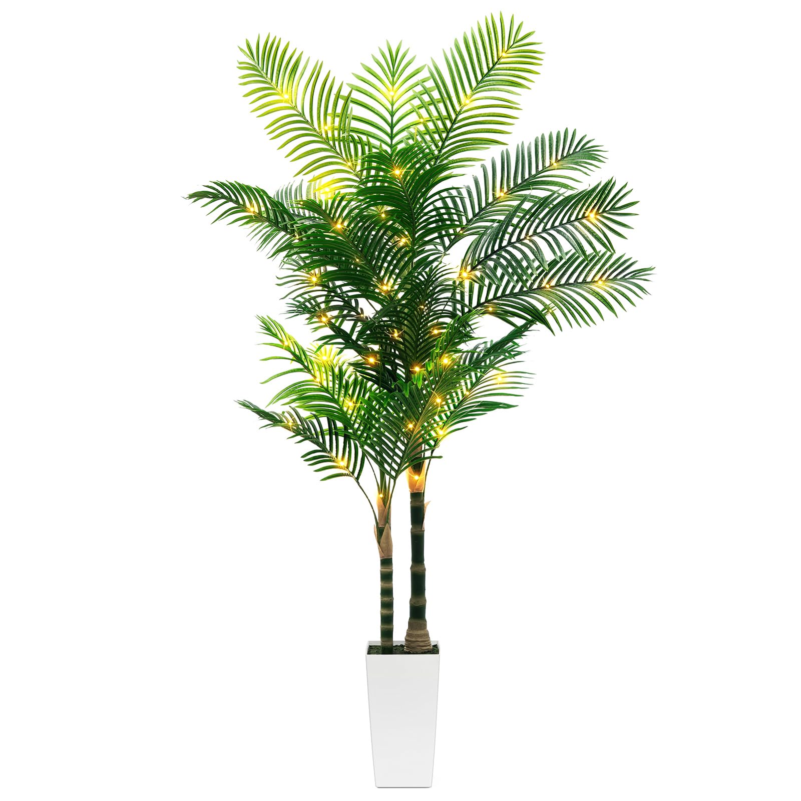Amazon.com: 7ft Artificial Golden Cane Palm Tree with LED Fairy Lights ...