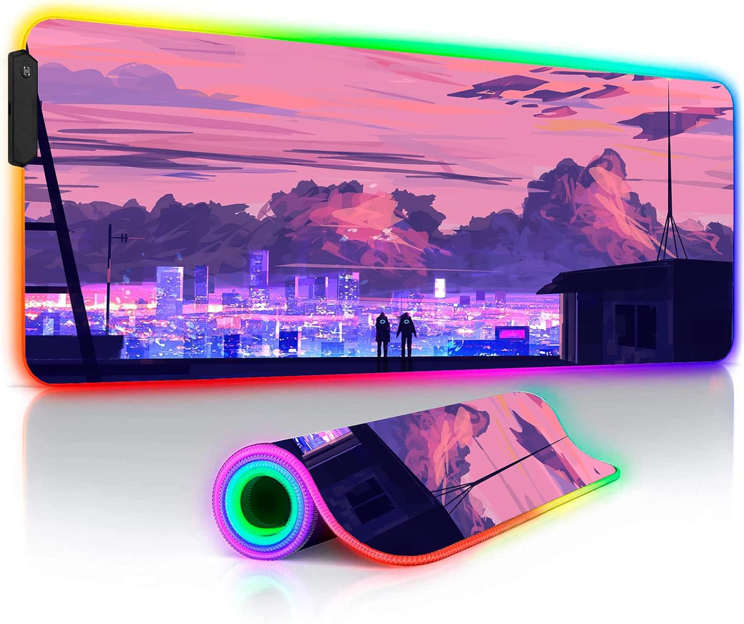 Amazon.com: Mouse Pads City Night Neon Lights RGB Mouse Pad Large LED ...