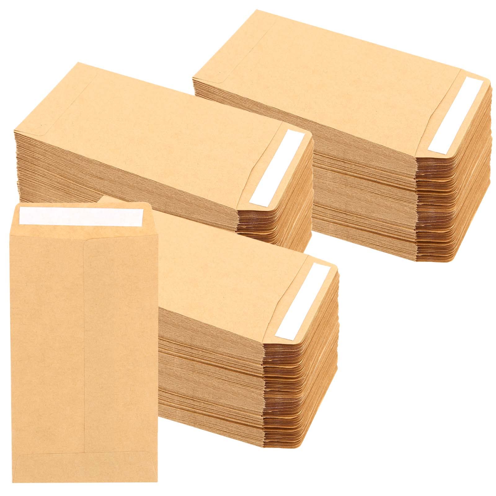 HEIHAK 200 Pack 6 x 10 Cm Brown Envelopes, Self Adhesive Small Paper ...