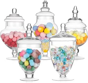 Amazon.com: Baderke 5 Pcs Clear Glass Apothecary Jars with Lids Candy ...