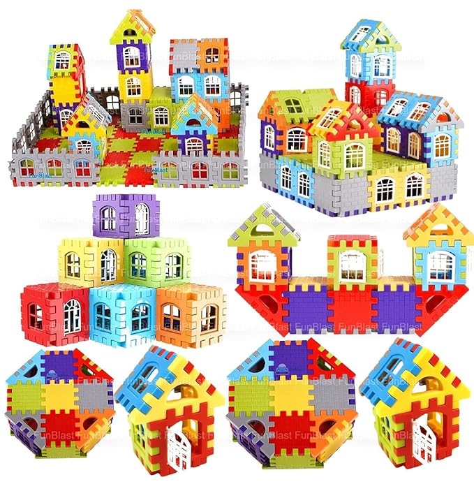 Buy FunBlast House Building Blocks Toy, DIY Blocks for Kids Puzzle ...