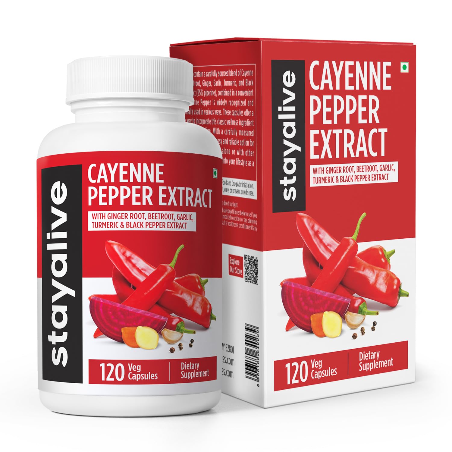 STAY ALIVE Cayenne Pepper Capsules w/Ginger, Garlic, Turmeric, Beet ...