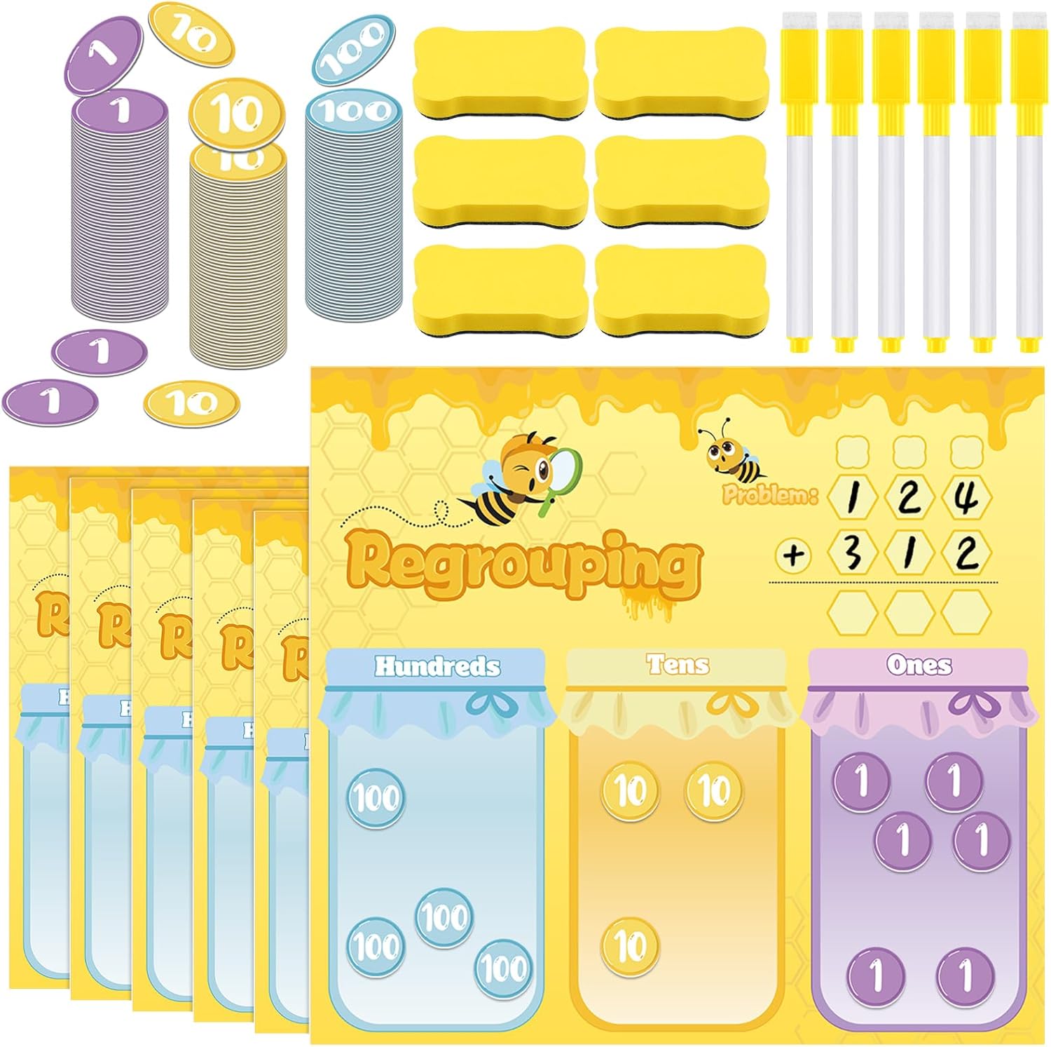 Amazon.com: Skyygemm 6 Set Regrouping Mats and Manipulatives Kit ...