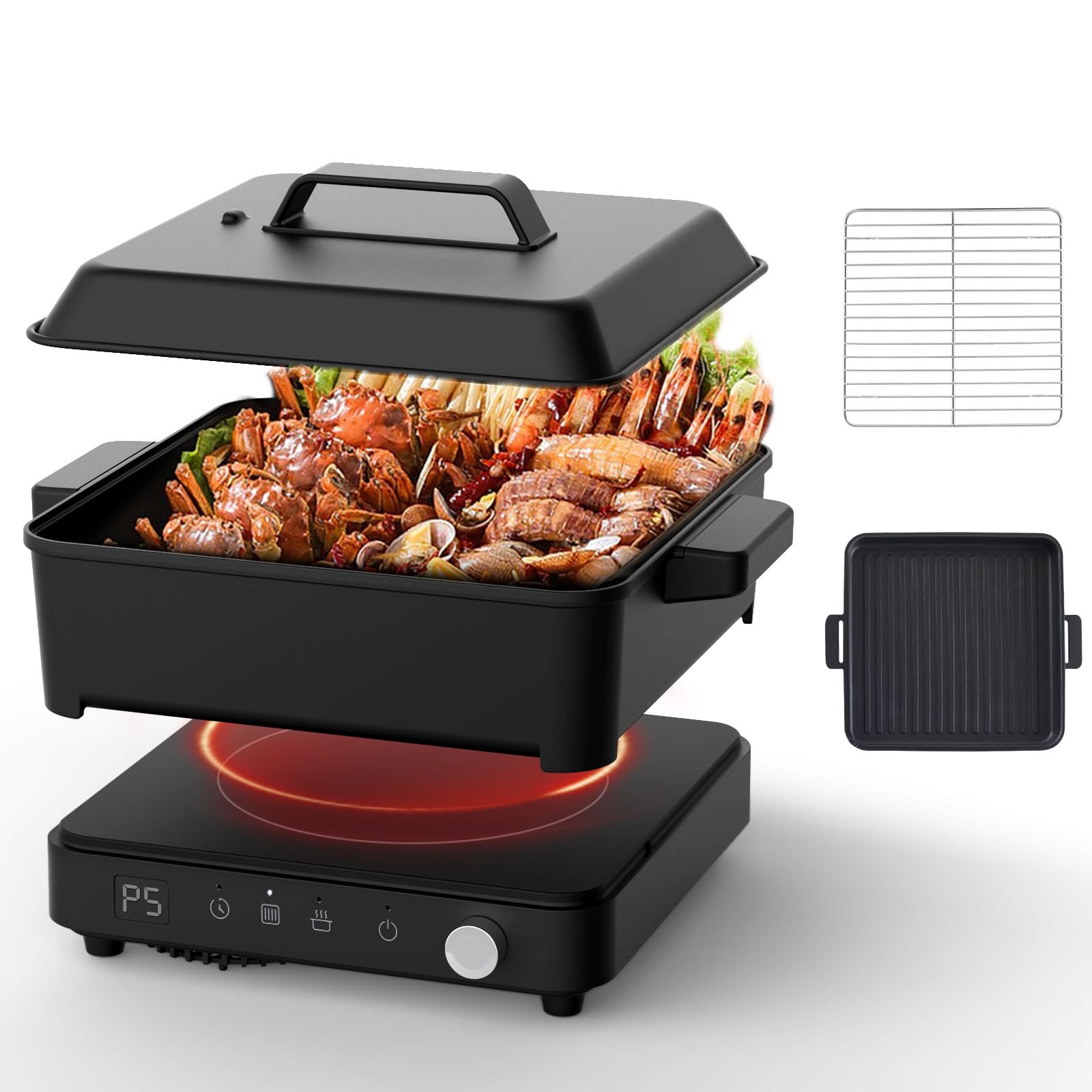 Amazon.com: Olayks Portable Induction Cooktop with Removable Iron Cast ...
