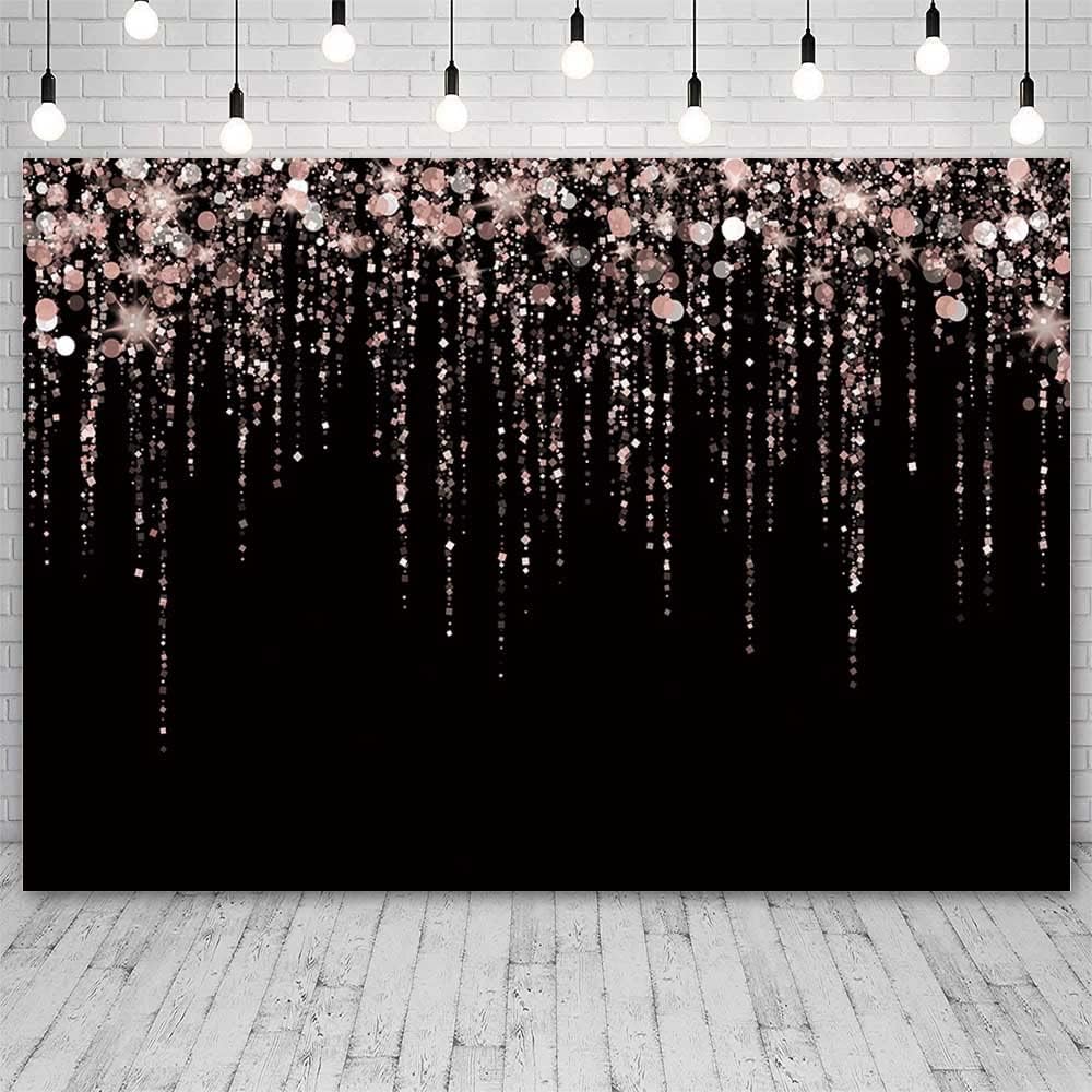 Amazon.com : SENDY 10x7ft Rose Gold and Black Party Photo Backdrop for ...