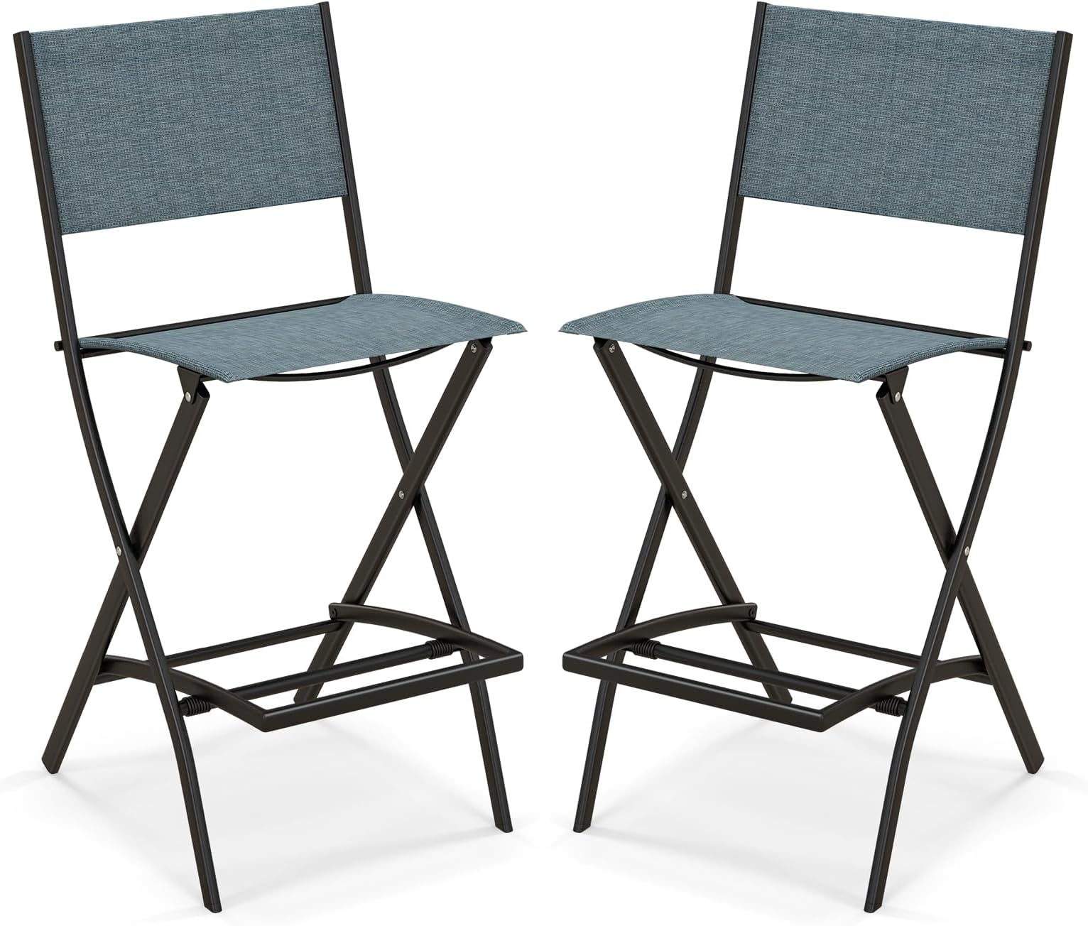 Amazon.com: Tangkula Outdoor Barstools Set of 2, Counter Height Folding ...