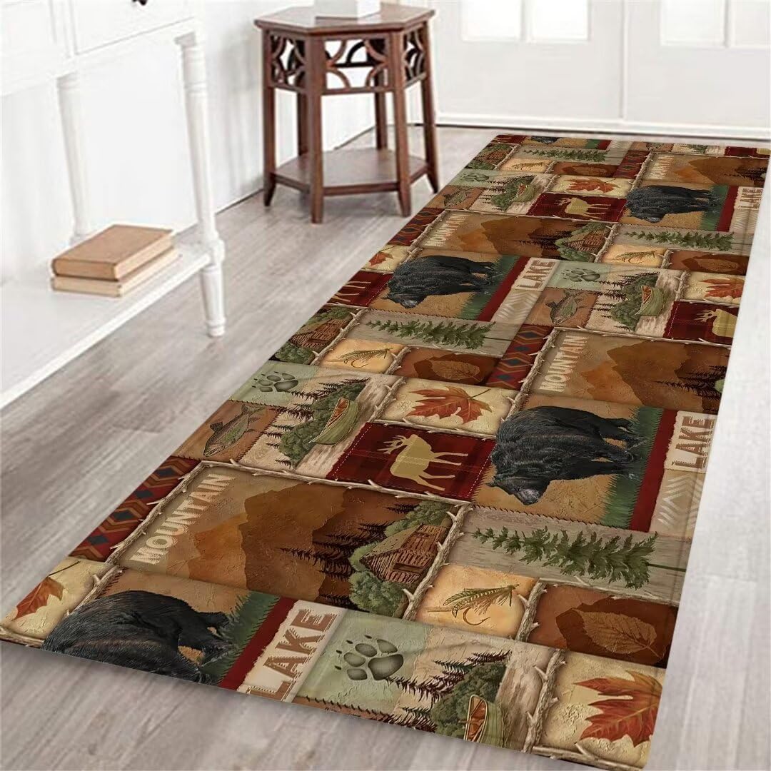 Amazon.com: Rustic Cabin Wildlife Long Runner Rug 2x6 Throw Rug,Maple ...