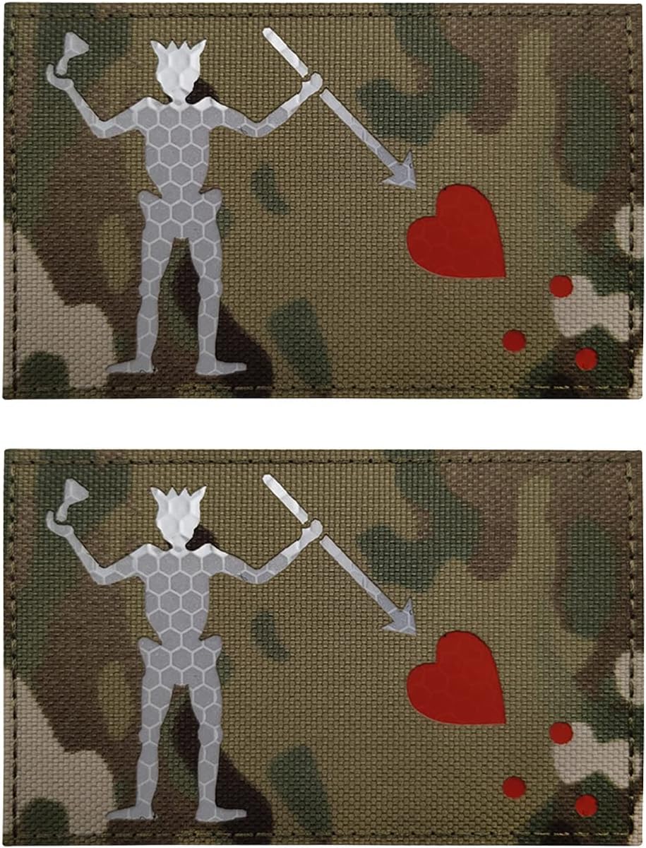 Amazon.com: 2 PCS AliPlus Blackbeard Flag Patches Edward Teach Pirate ...