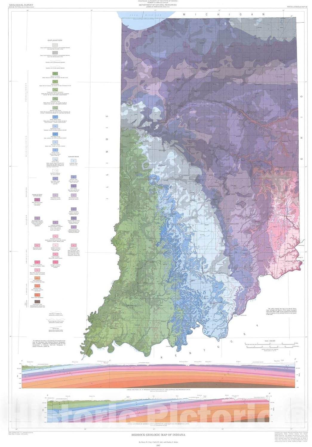 Amazon.com: Historic Pictoric Map : Bedrock geologic map of Indiana ...