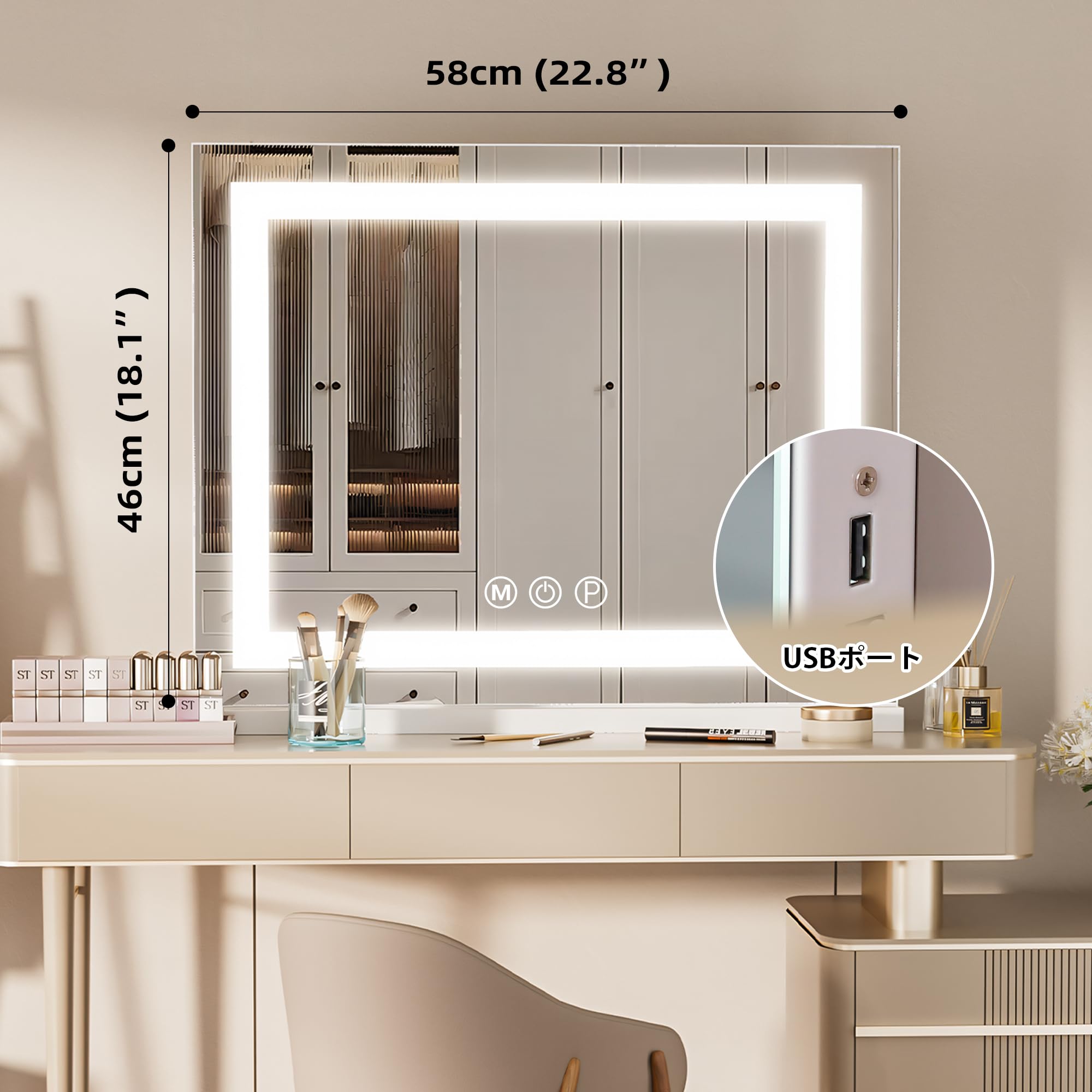 Amazon.co.jp: Hansong 女優ミラー ハリウッドミラー 化粧鏡 壁掛け