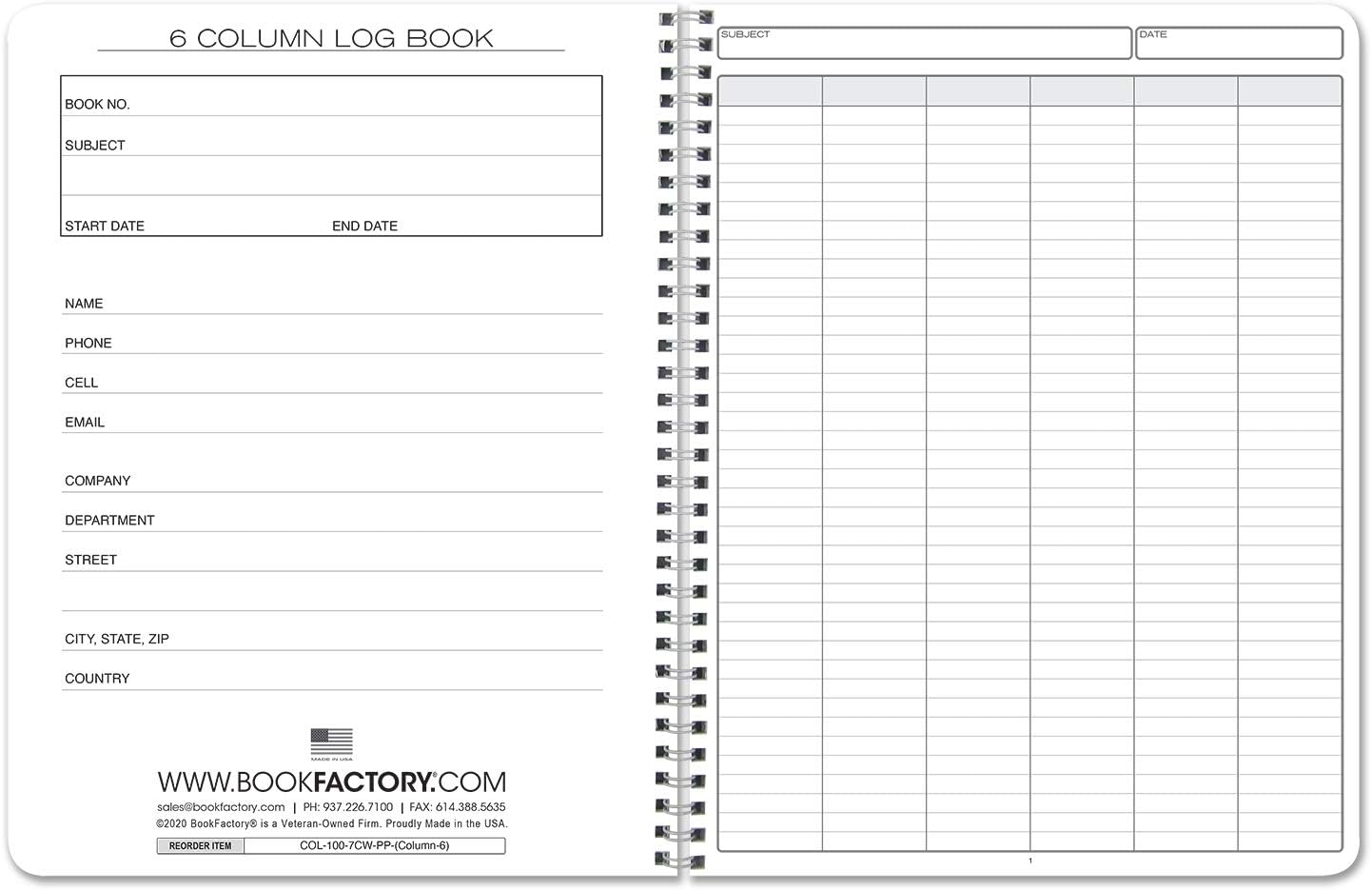 BookFactory Libro de registro de 12 columnascuaderno de registro ...