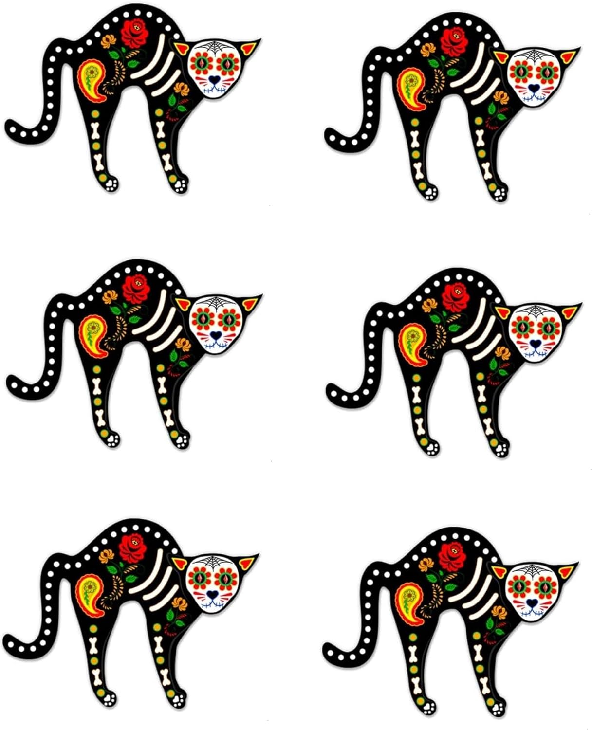 Amazon.com - Pack of 6 2'' Stickers - Sugar Skull Cat Dia De Los ...