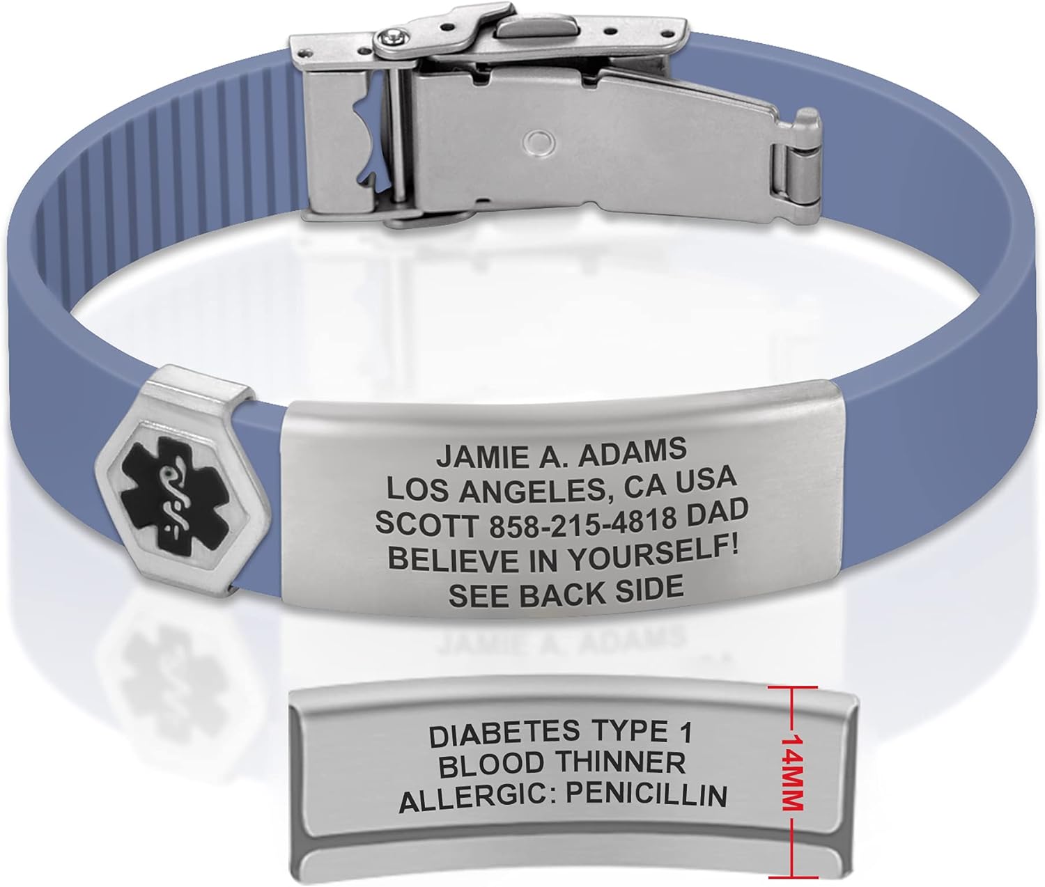 Amazon.com: Divoti Custom Dual-Sided Engraved Silicone Medical Alert ID ...