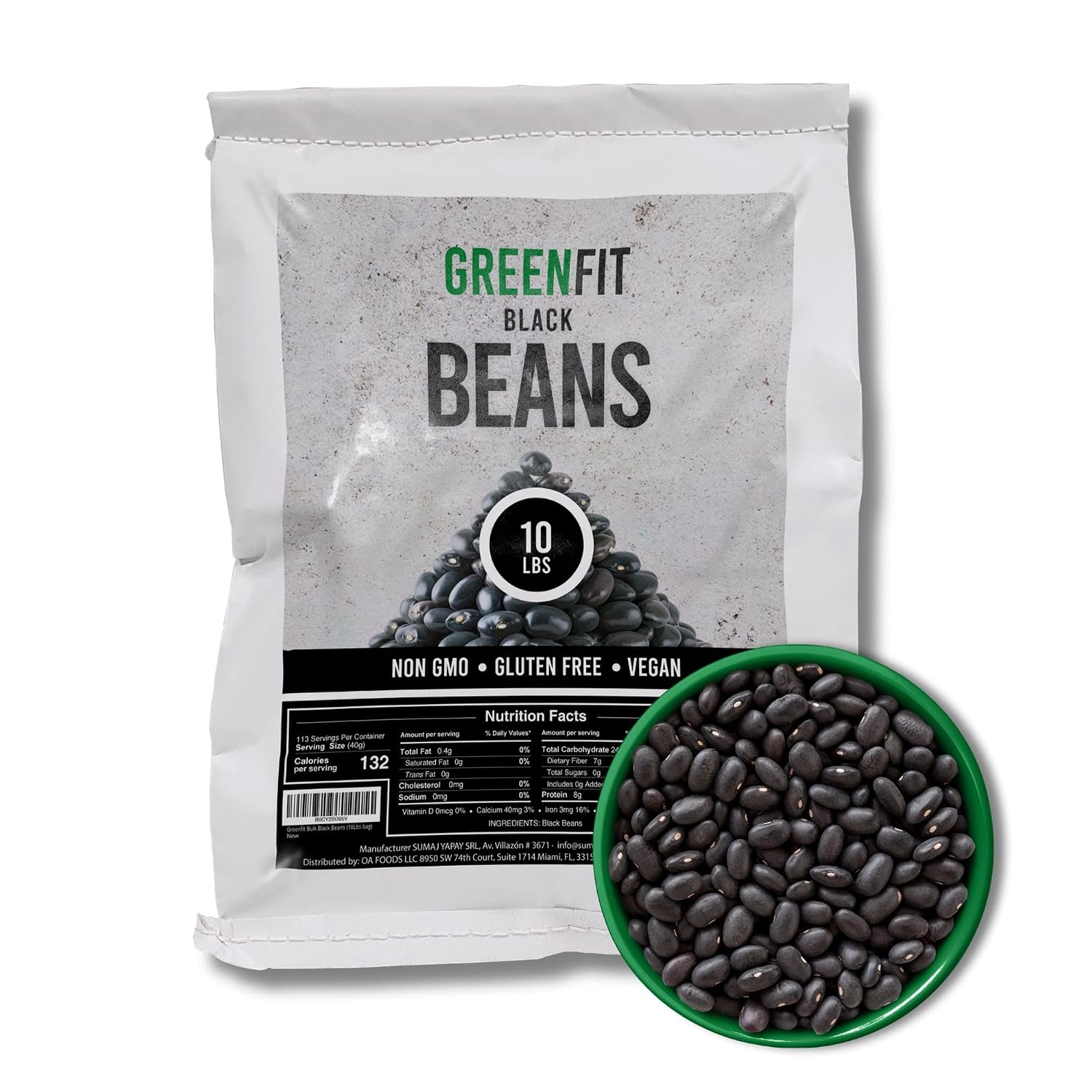Amazon.com : Greenfit Premium Black Beans - 10lbs Bulk Bag | Non-GMO ...