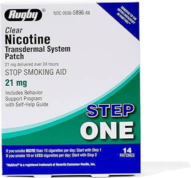 Rugby Clear Nicotine Transdermal System Patch, 21 mg, 14 Count : Amazon ...