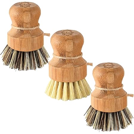Amazon.com: Bamboo Dish Scrub Brushes by Subekyu, Kitchen Wooden ...