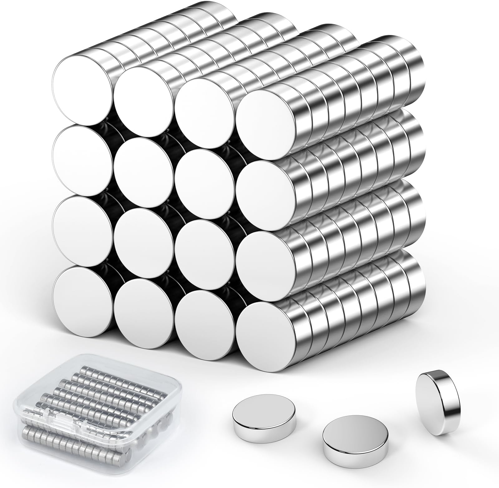 Skaaisont 60 Pcs Cylinder Mini Magnets, 6 x 3 mm Neodymium Strong ...