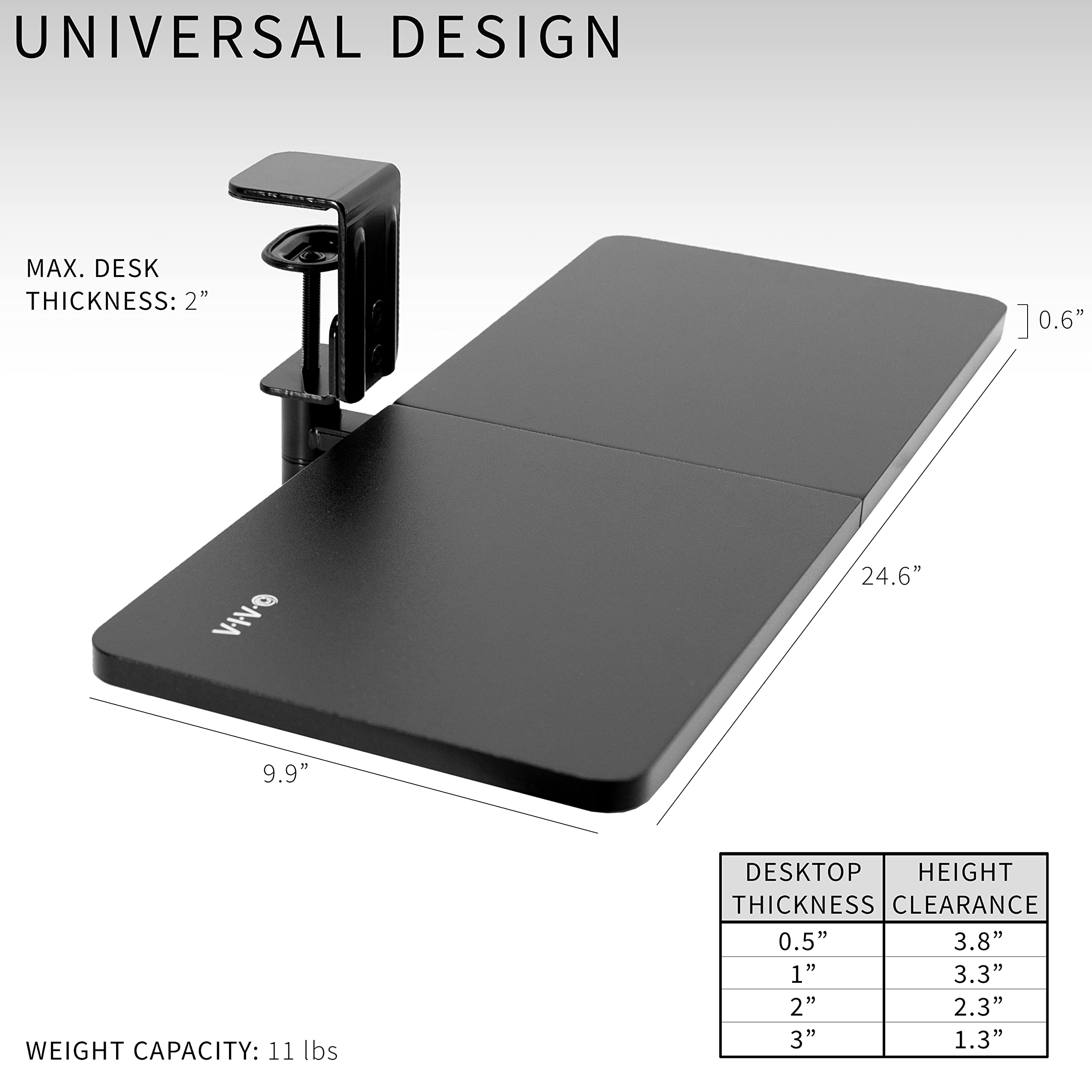 VIVO Clamp-on Rotating Computer Keyboard and Mouse Tray, Swiveling 25 x ...